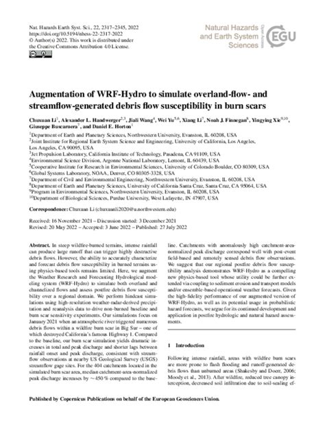 Pdf Augmentation Of Wrf Hydro To Simulate Overland Flow And