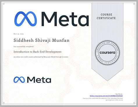 Siddhesh Munfan On Linkedin Backenddevelopment Metacertified Techskills