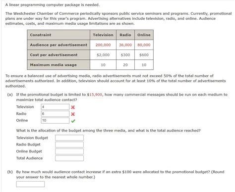 Solved A Linear Programming Computer Package Is Needed The