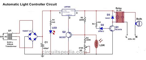 Ldr Darkness Sensor Circuit Automatic Night Light Circuit