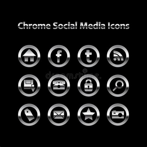 Chrome Glowing Social Media Icons Editorial Photo Illustration Of