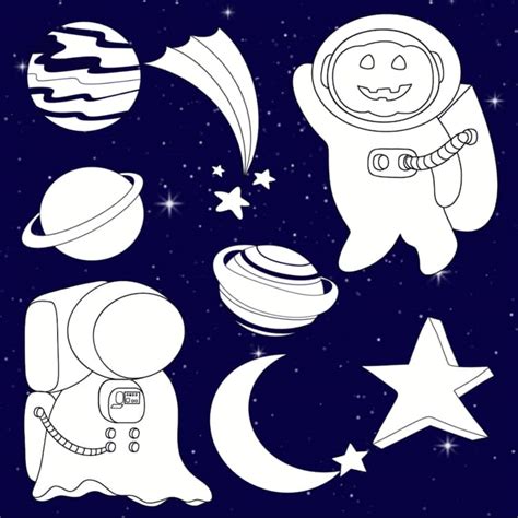 Halloween Space Clipart Png Set Galaxy Theme Astronauts Planets And Stars