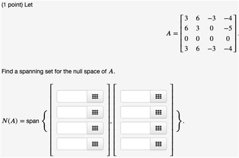solved 1 point let a 0 0 2 2 2] a 2 2 find a spanning