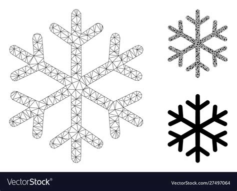 Snowflake Mesh 2d Model And Triangle Mosaic Vector Image
