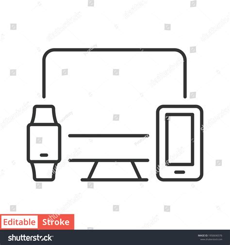 Computer Monitor Smartwatch Mobile Phone Line Stock Vector Royalty Free 1950690376 Shutterstock