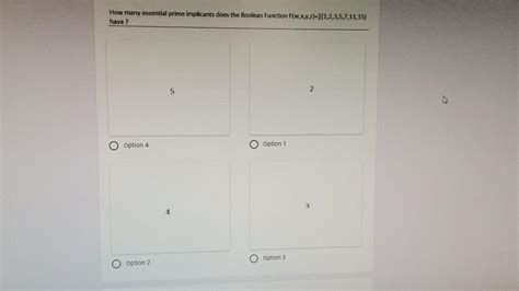 Solved How Many Essential Prime Implicants Does The Boolean