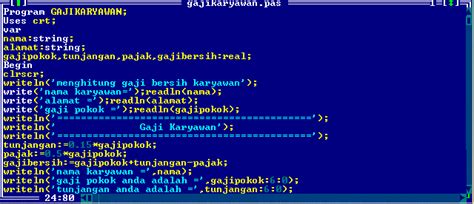 Program Menghitung Gaji Karyawan Menggunakan Free Pascal KOJIOKE