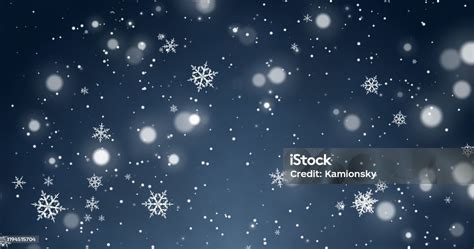 파란색 메리 크리스마스 배경에 눈송이와 보케 조명 3d 렌더링 12월에 대한 스톡 사진 및 기타 이미지 12월 겨울 공휴일 Istock