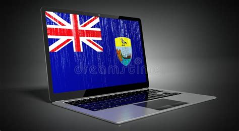 Saint Barthelemy Country Flag And Binary Code On Laptop Screen Stock