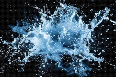 Water Explosion With Droplets Splashes And Waves Cool Blue A Png Neon
