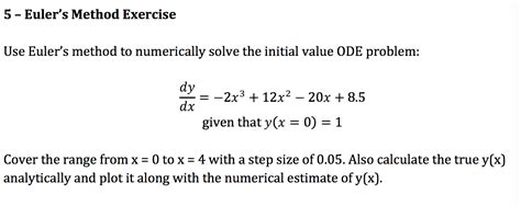 Solved 5 Euler S Method Exercise Use Euler S Method To Chegg Com