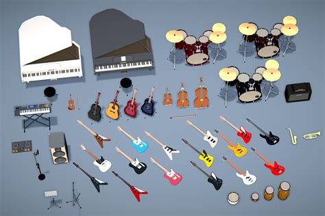 Low Poly Musical Instruments 3d Props Unity Asset Store