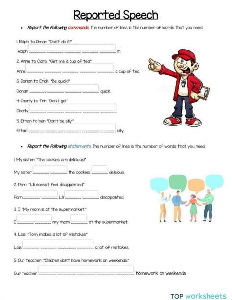 Reported Commands And Statements Interactive Worksheet Topworksheets