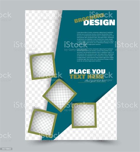 비즈니스 전단지 서식 파일 A4 크기입니다 브로셔 디자인입니다 연례 보고서 커버입니다 벡터 일러스트입니다 그린 색상입니다 0명에 대한 스톡 벡터 아트 및 기타 이미지