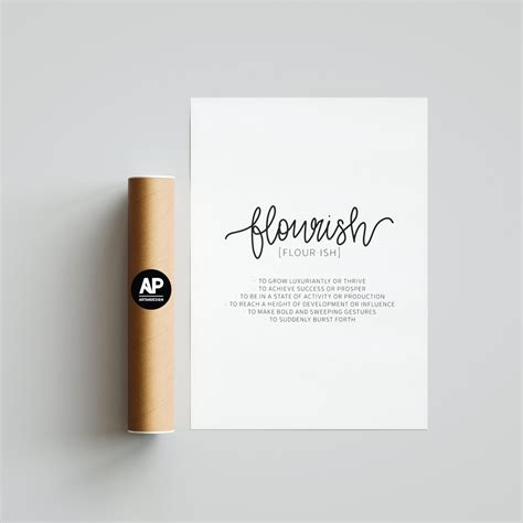 Flourish Definition Inspirational Wall Art Print Inspirational Etsy