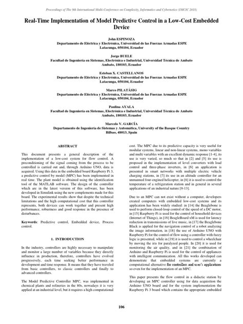 real time implementation of model predictive control in a low cost
