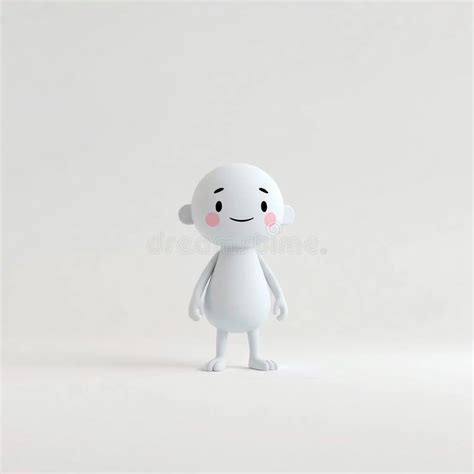 A Simple Minimalist Cartoon Character With A Round Head And A Gentle