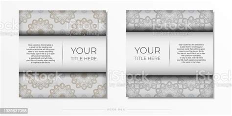 고급스러운 빈티지 장식품이 있는 화이트 컬러의 세련된 엽서 디자인 그리스 패턴 벡터 초대 카드 형판에 대한 스톡 벡터 아트 및 기타 이미지 Istock