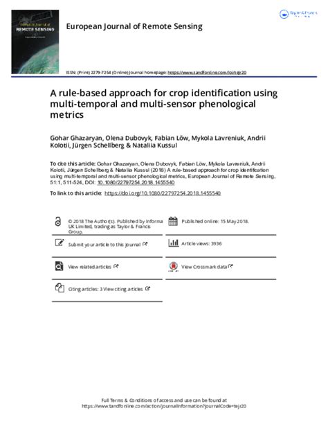Pdf A Rule Based Approach For Crop Identification Using Multi Temporal And Multi Sensor