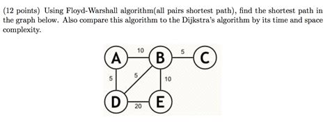Solved 12 Points Using Floyd Warshall Algorithmall Pairs