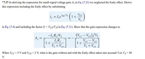 Solved 717 In Deriving The Expression For Small Signal