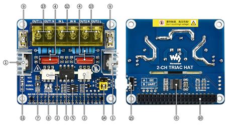 Dual Channels Bidirectional Triac HAT For Raspberry Pi Integrated MCU Commands Control UART I2C