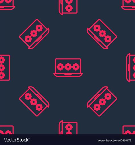 Red Line Laptop With Password Notification Icon Vector Image