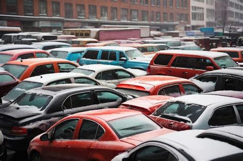 Premium Ai Image Cars Tightly Packed Together On A City Street