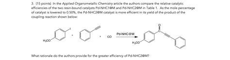 Solved 15 ﻿points ﻿in The Applied Organometallic Chemistry