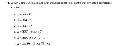 solved 11 use and gates or gates and inverters as needed