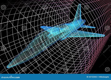 Simulation Of Aircraft In Wind Tunnel Stock Illustration Image 44733302