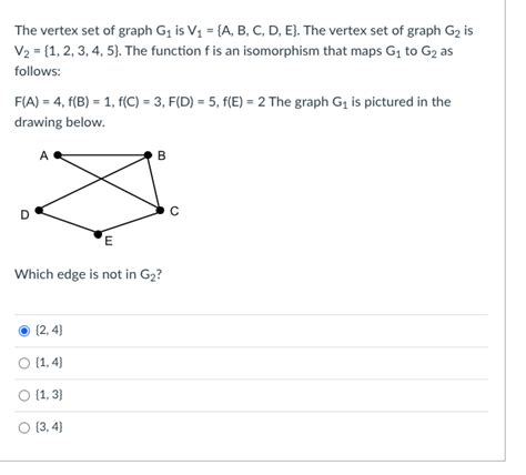 Solved The Vertex Set Of Graph G1 Is V1 Abcde The