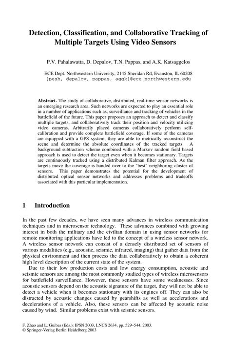 Pdf Detection Classification And Collaborative Tracking Of Multiple Targets Using Video Sensors