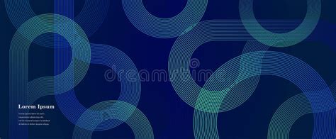 Abstract Blue Green Stripe Line Geometric Circle Background Futuristic Technology Retro