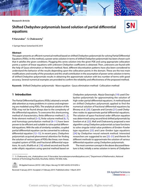 Shifted Chebyshev Polynomials Based Solution Of Partial Differential Equations Request Pdf
