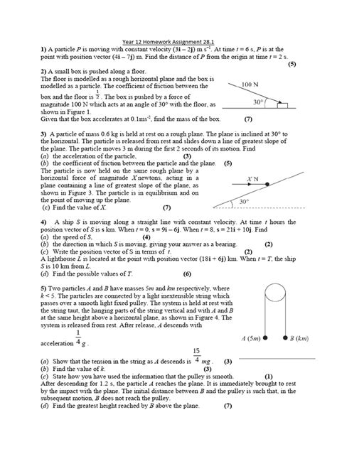 Year 12 Homework Assignment 28 1 Pdf Force Acceleration