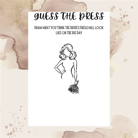 Editable Guess The Dress Game Bridal Guess The Dress Template Sketch