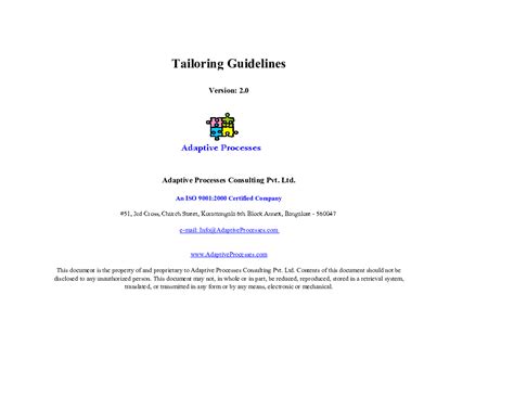 Tailoring Guidelines Template Excel Xls