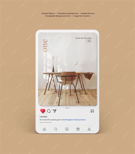 Instagram 3d 렌더링된 인터페이스 게시물 목업 절연 프리미엄 Psd 파일