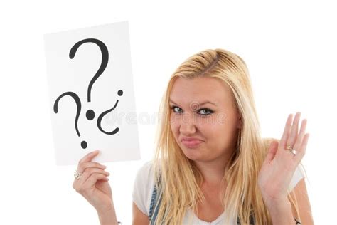 Woman With Question Marks Stock Photo Image Of Hands 14432454