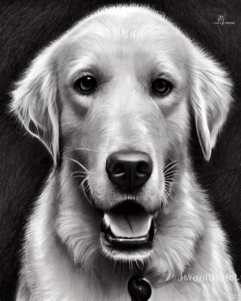 Golden Retriever Drawing Black And White