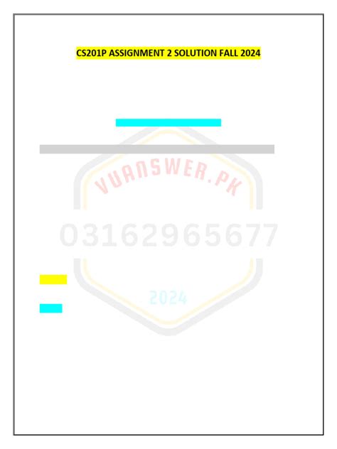 Cs201p Assignment 2 Solution Fall 2024 Pdf Computer Programming