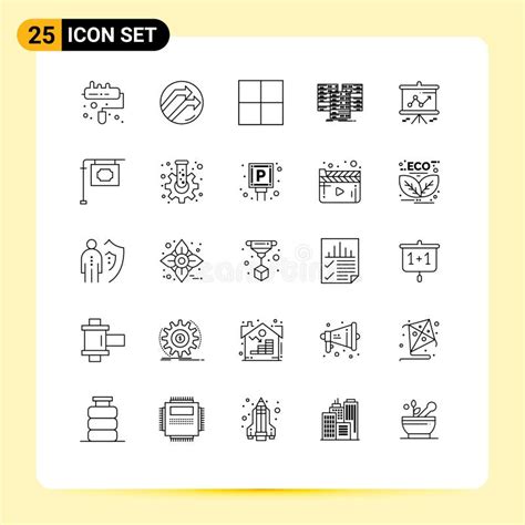 Set Of 25 Vector Lines On Grid For Projector Graph Wireframe Chart Database Stock Vector