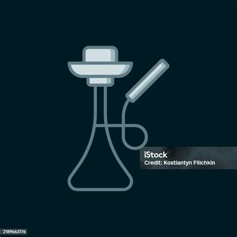 검은 배경에 고립 된 라인 물 담뱃대 아이콘입니다 그림자가 있는 평면으로 채워진 윤곽선 스타일입니다 벡터 가득 찬에 대한 스톡 벡터 아트 및 기타 이미지 Istock