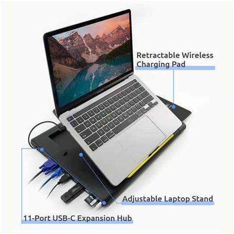 TopWork Laptop Stand With USB C Hub And Wireless Charger