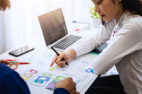 휴대 전화의 와이어 프레임 응용 프로그램 고안에 대 한 기술을 개발 프로그래머 사용자 경험 디자인 개념입니다 디자인 전문가에