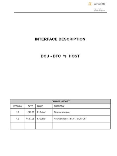 Sartorius Manual Dcu Host Interface 1 6 Pdf Parameter Computer Programming String
