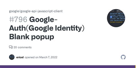 Google Auth Google Identity Blank Popup Issue 796 Google Google Api Javascript Client GitHub