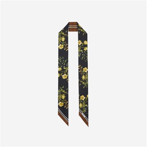 W 버버리 몽타주 프린트 실크 스키니 스카프 블랙 Burberry Kream