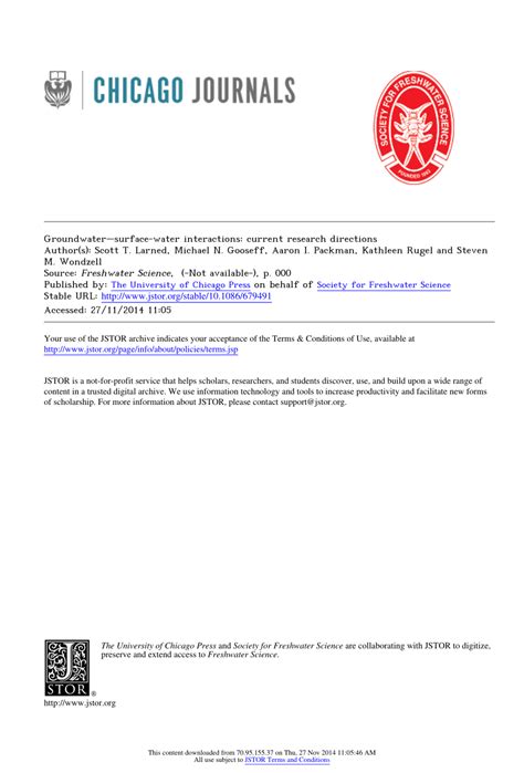 Pdf Groundwater Surface Water Interactions Current Research Directions